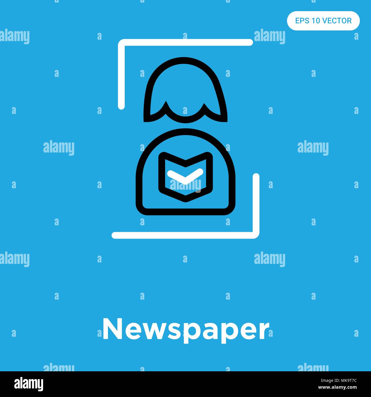 Newspaper vector icon isolated on blue background, sign and symbol ...
