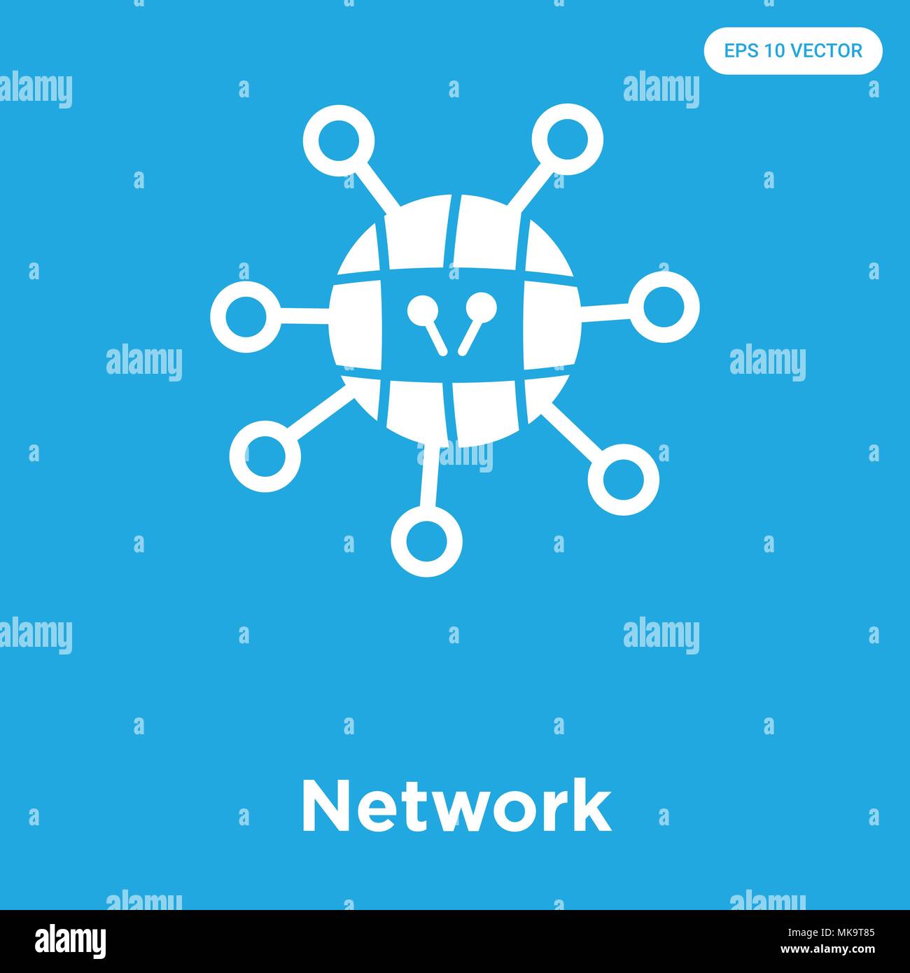 Network vector icon isolated on blue background, sign and symbol Stock ...
