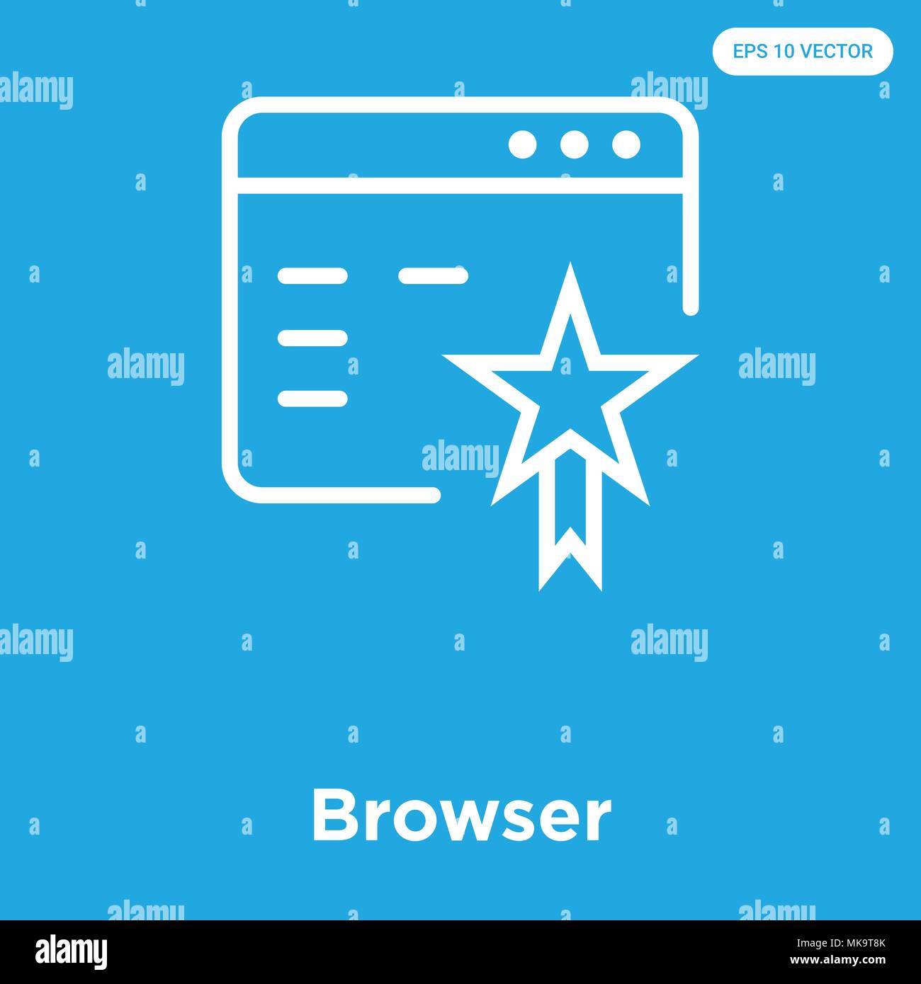 Browser vector icon isolated on blue background, sign and symbol Stock ...