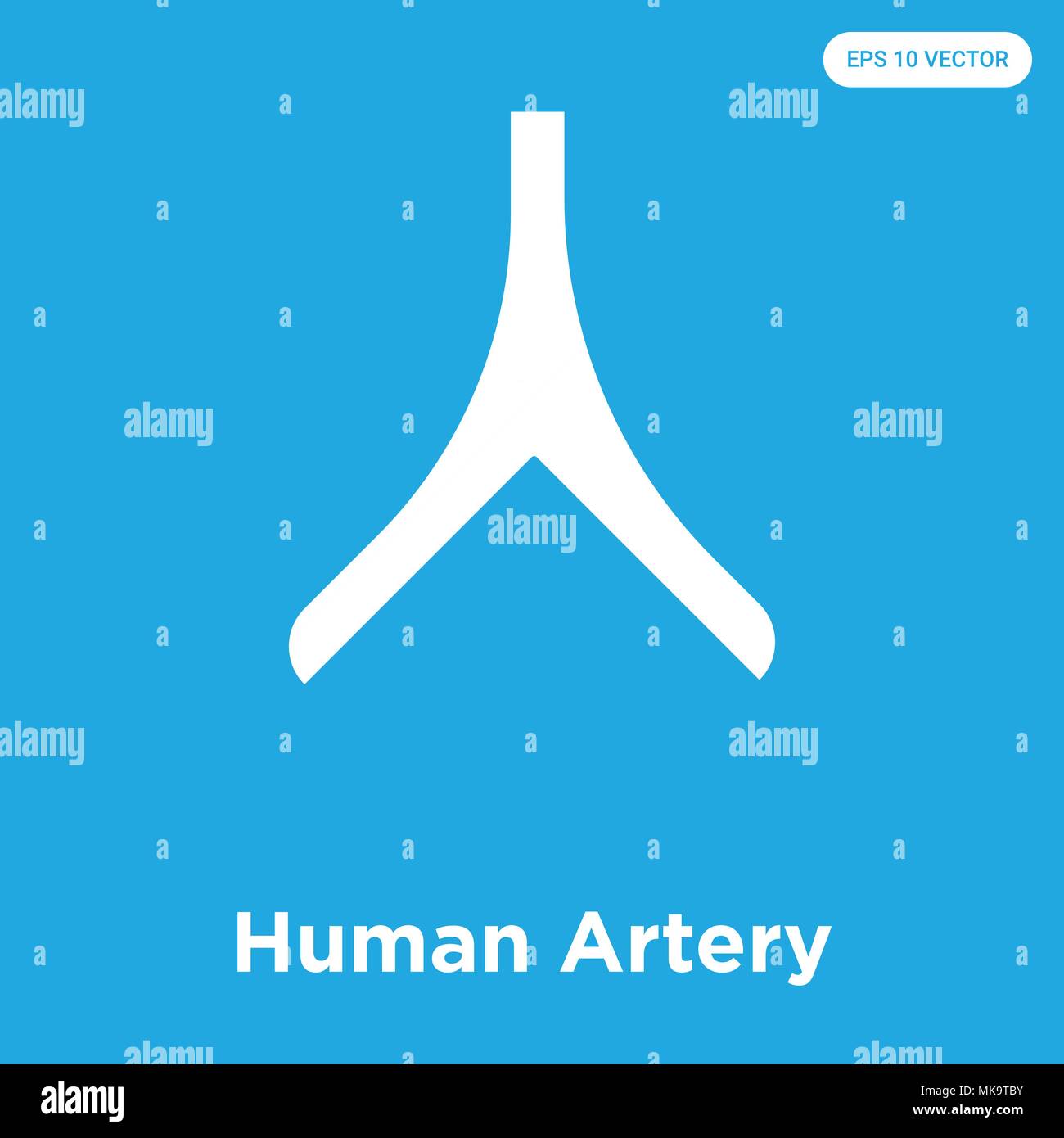 Human Artery vector icon isolated on blue background, sign and symbol ...
