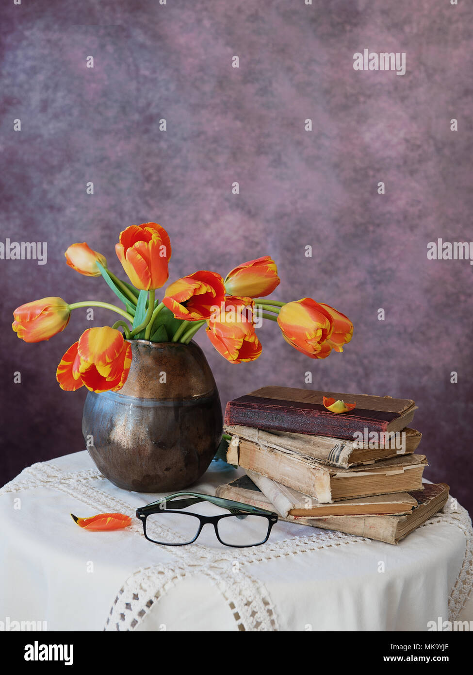 still life with tulips Stock Photo - Alamy