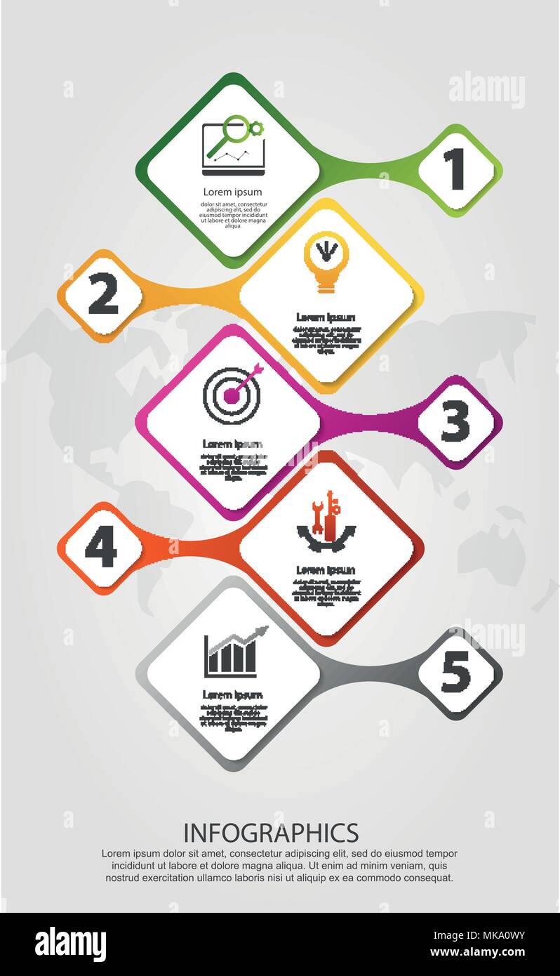 Timeline modern vector illustration 3D. Infographic template with five ...