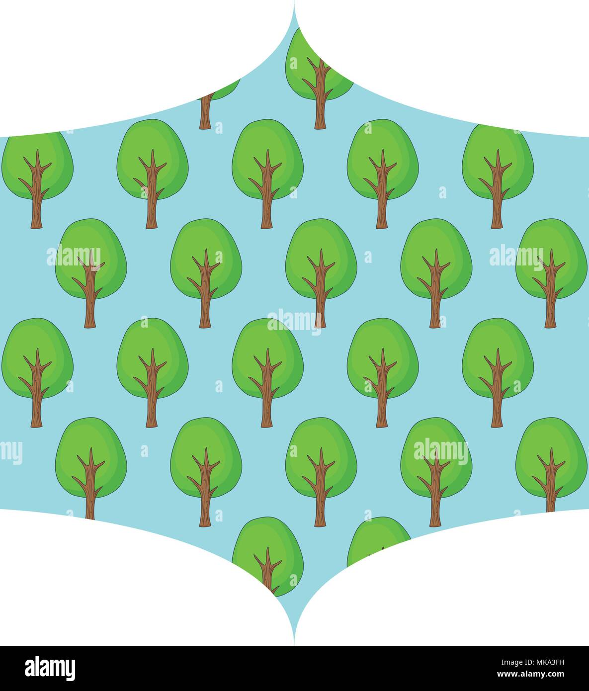 arabic frame with trees pattern over white background, colorful design ...