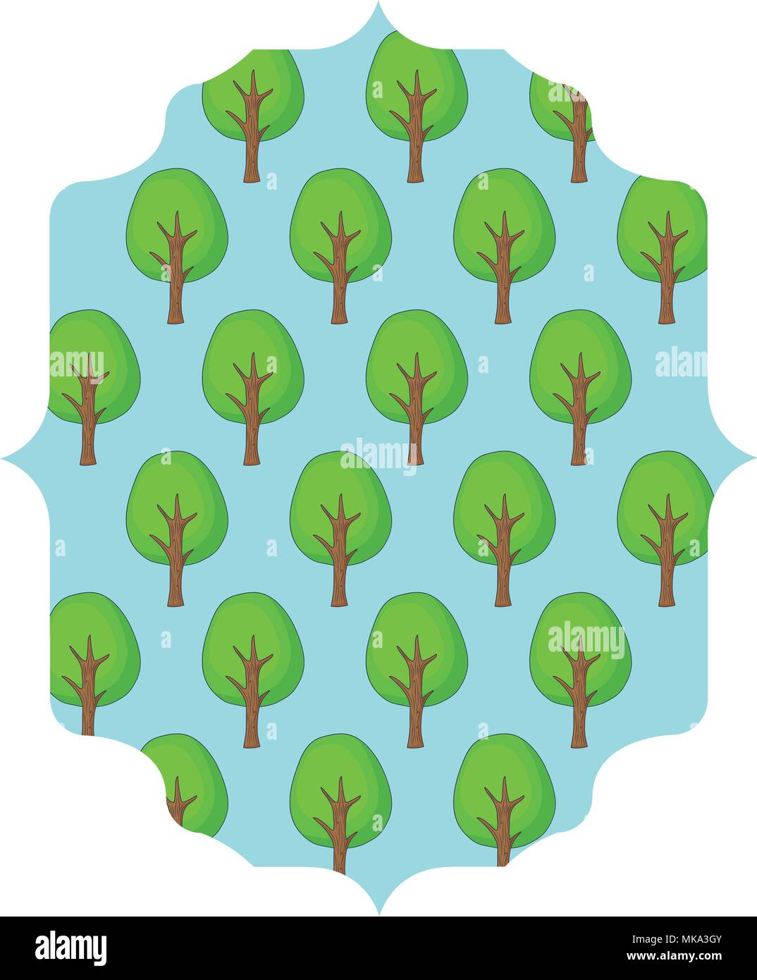 arabic frame with trees pattern over white background, colorful design ...