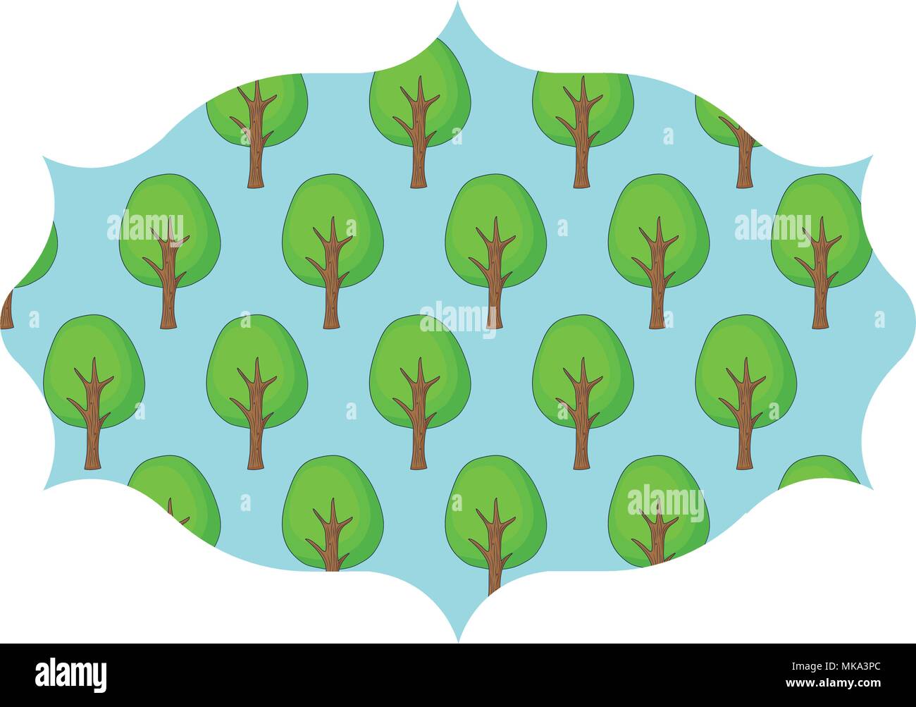 arabic frame with trees pattern over white background, colorful design ...