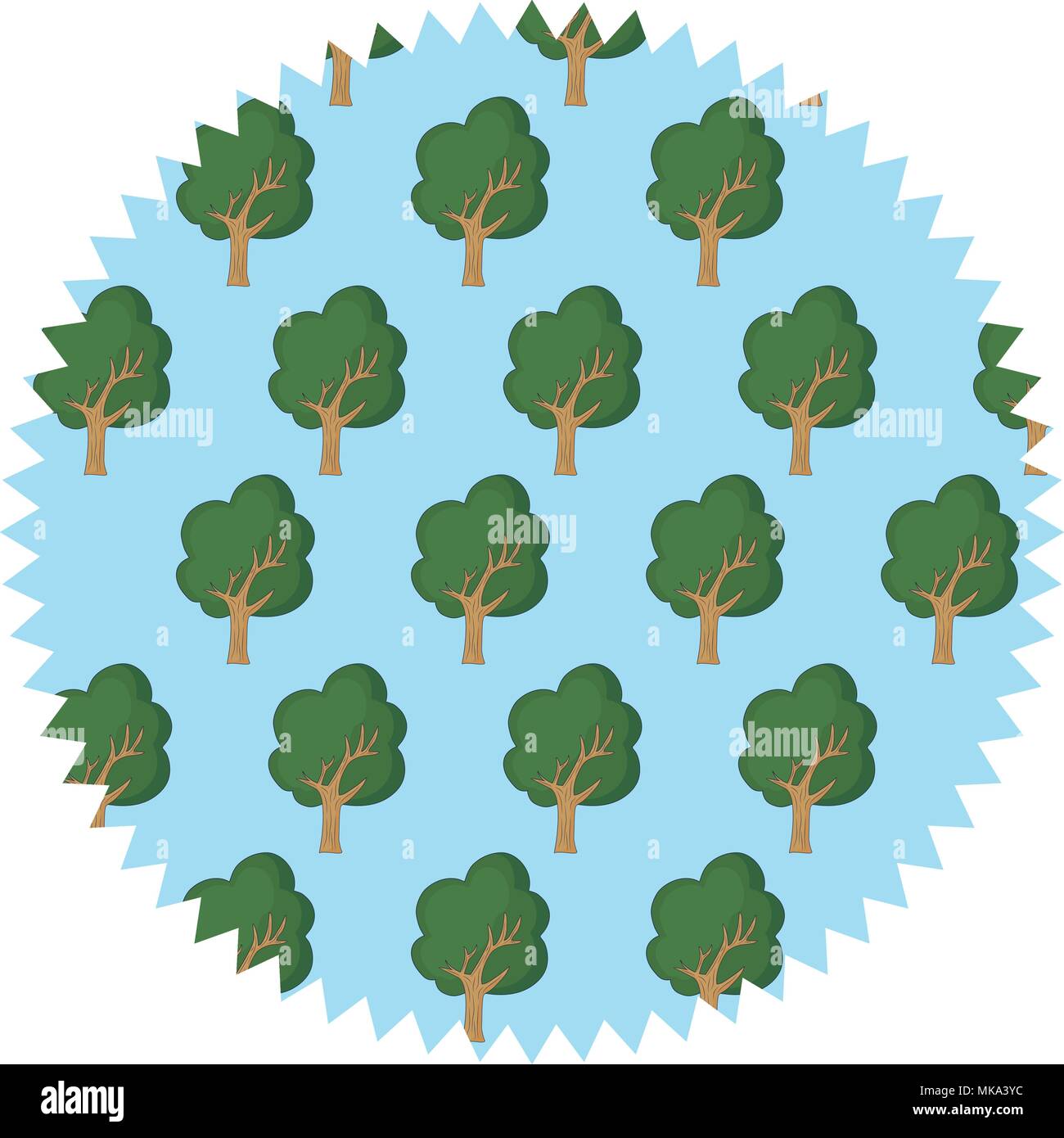 seal stamp with trees pattern over white background, vector ...