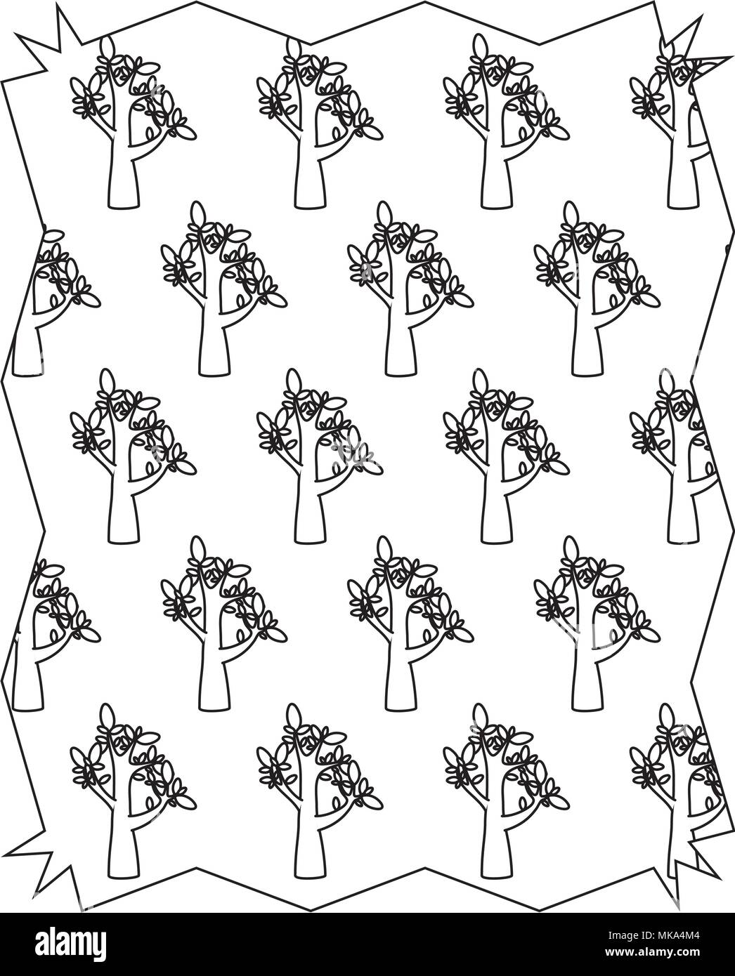 abstract frame with trees design over white background, vector ...