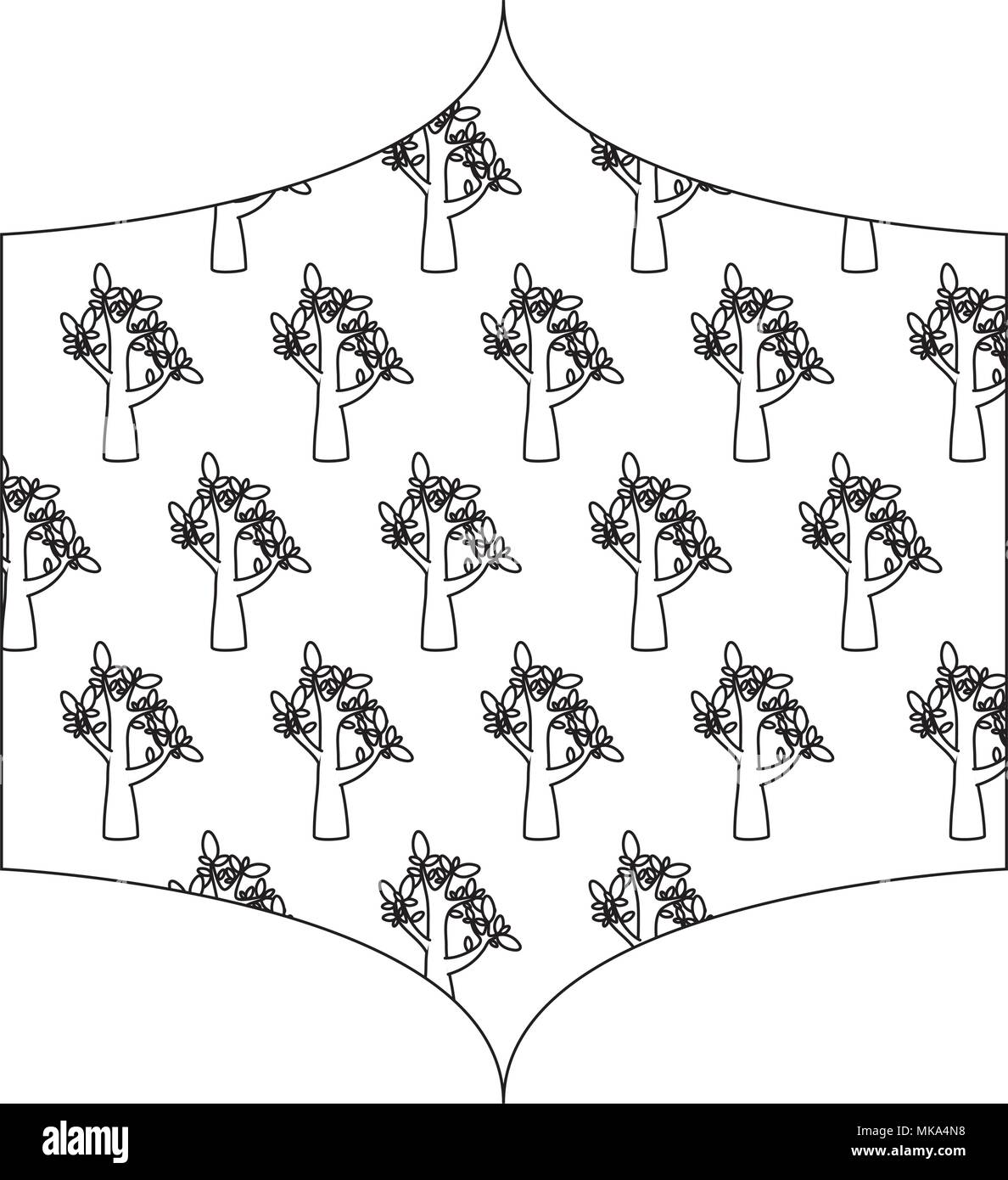arabic frame with trees design over white background, vector ...