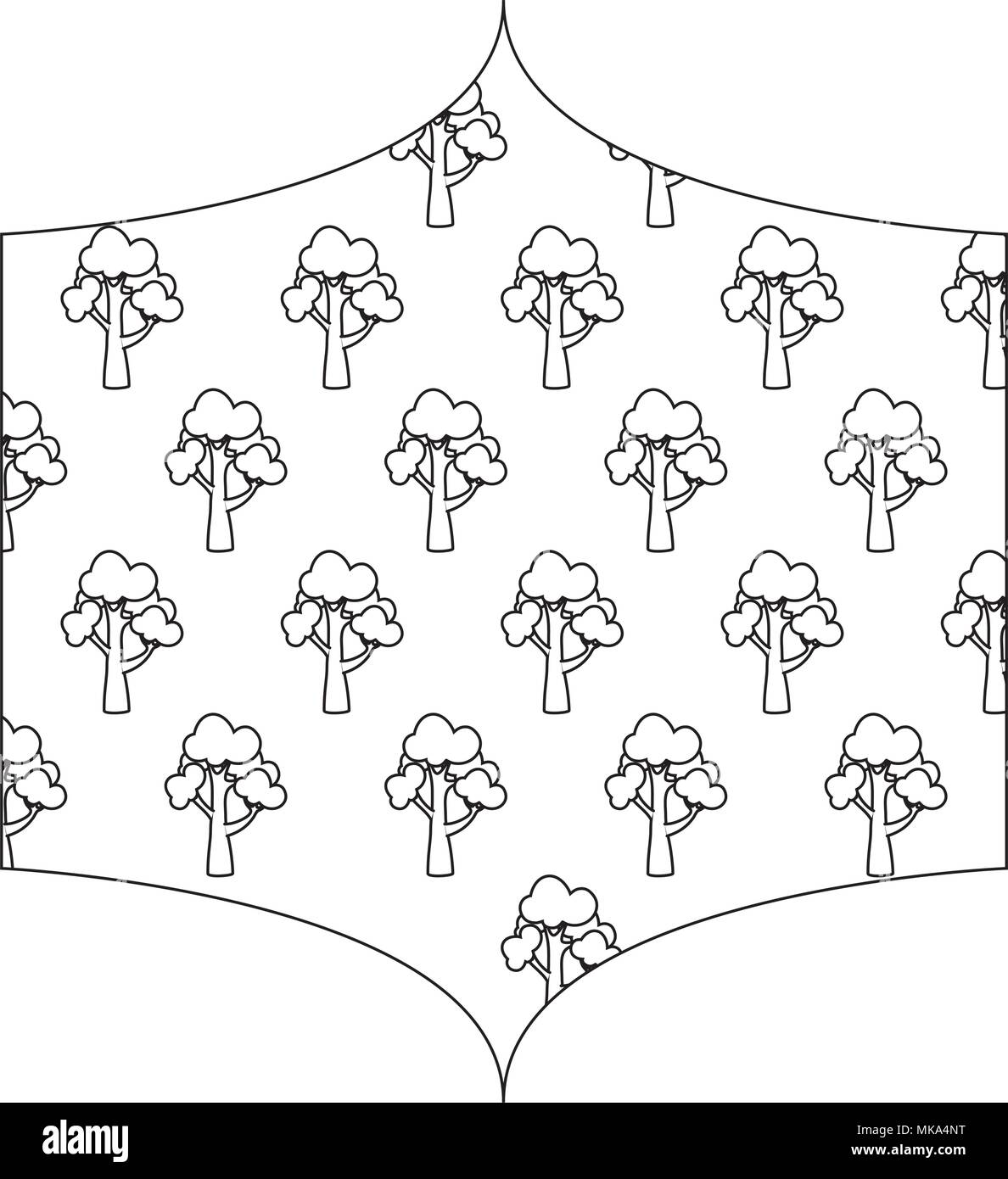 arabic frame with trees design over white background, vector ...