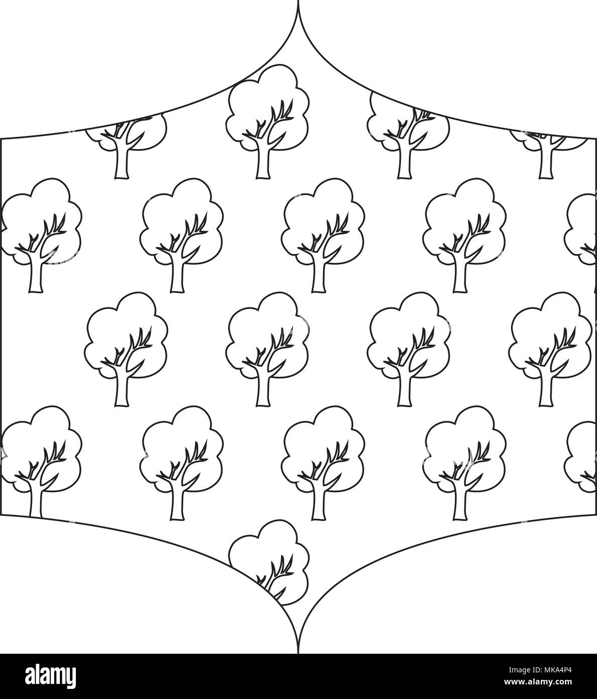 arabic frame with trees pattern over white background, vector ...