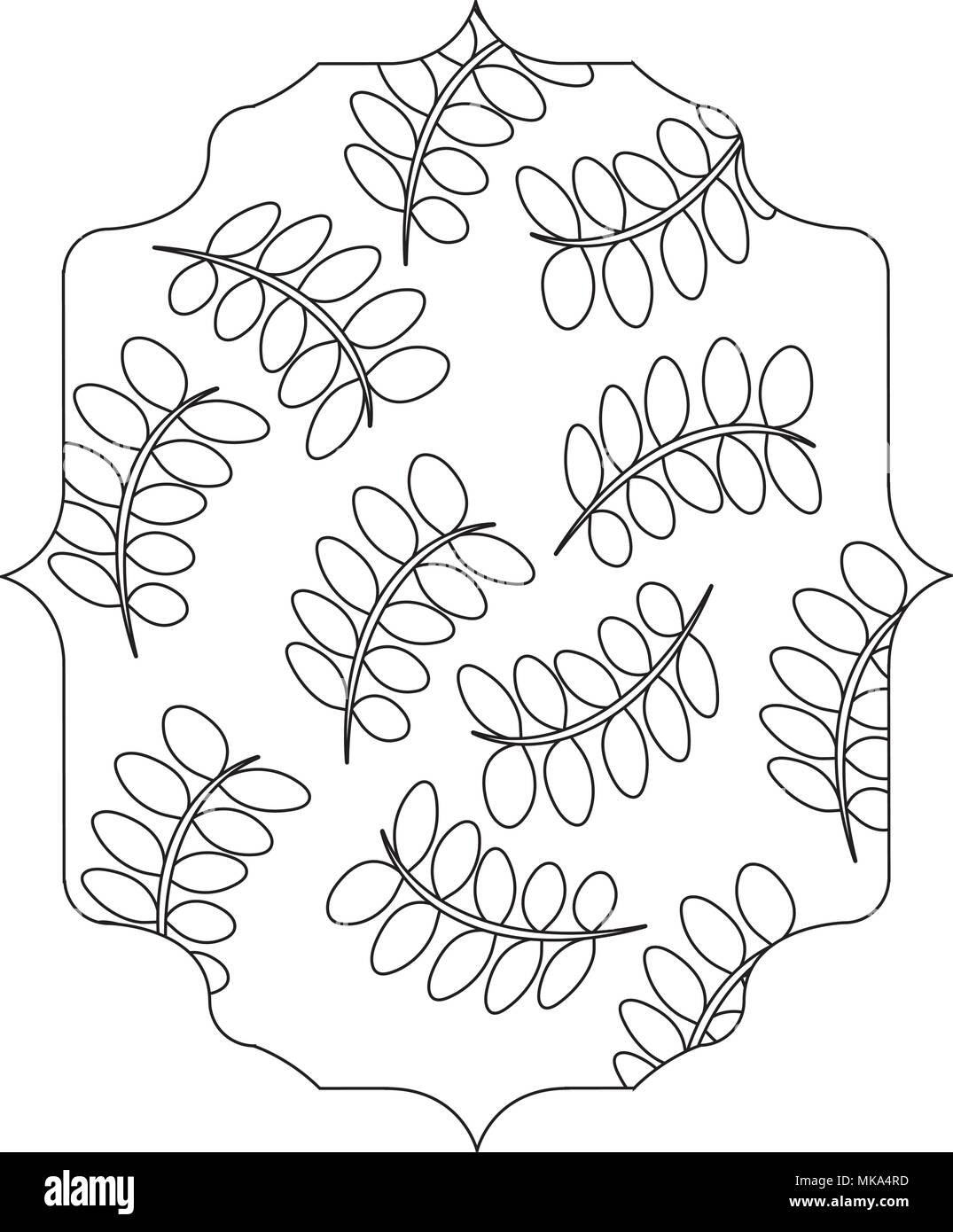 arabic frame with leaves pattern over white background, vector ...