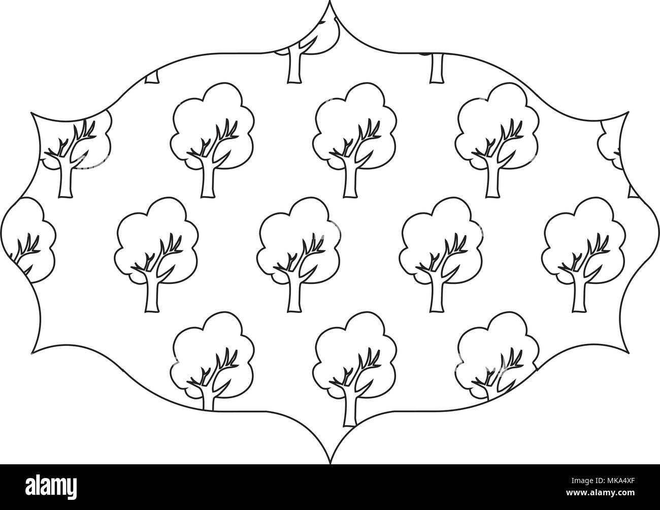 arabic frame with trees pattern over white background, vector ...