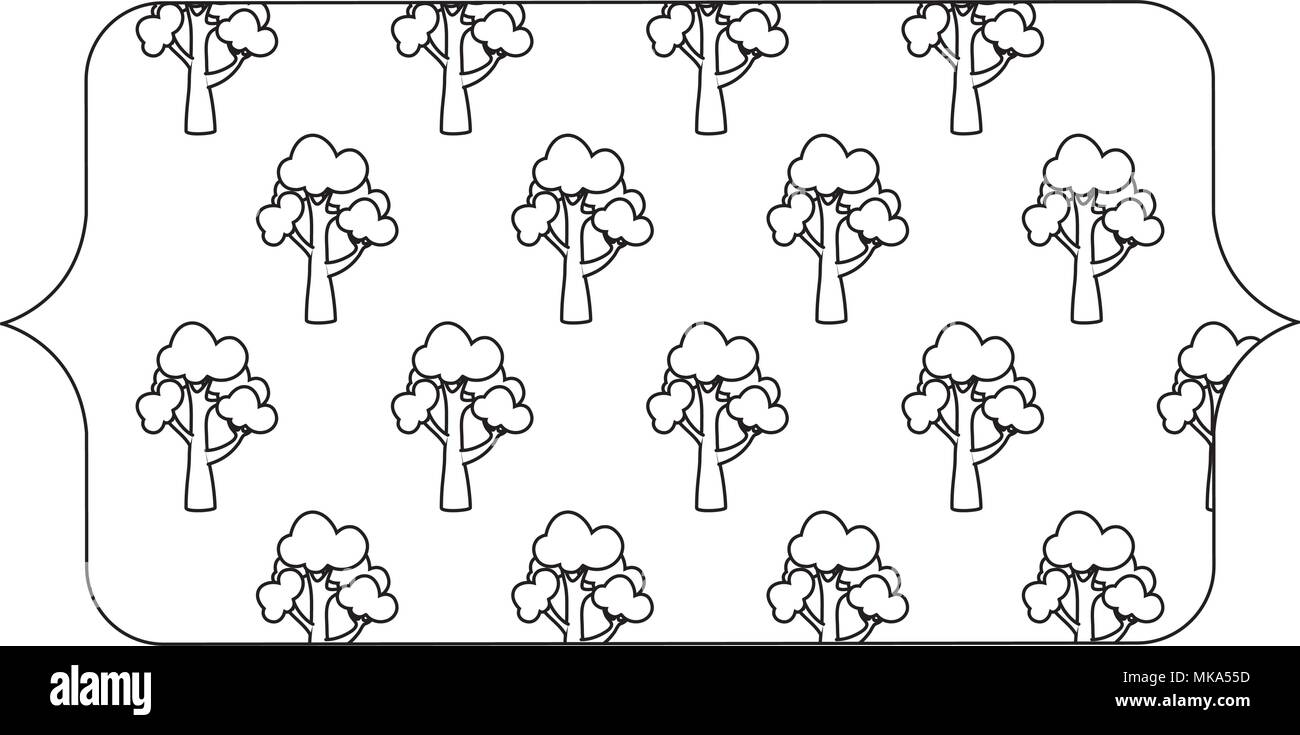 decorative banner with trees design over white background, vector ...