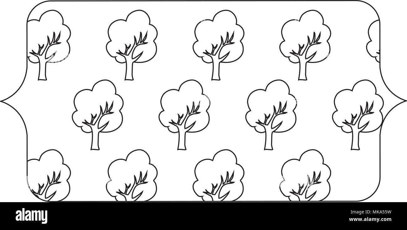 banner with trees pattern over white background, vector illustration ...