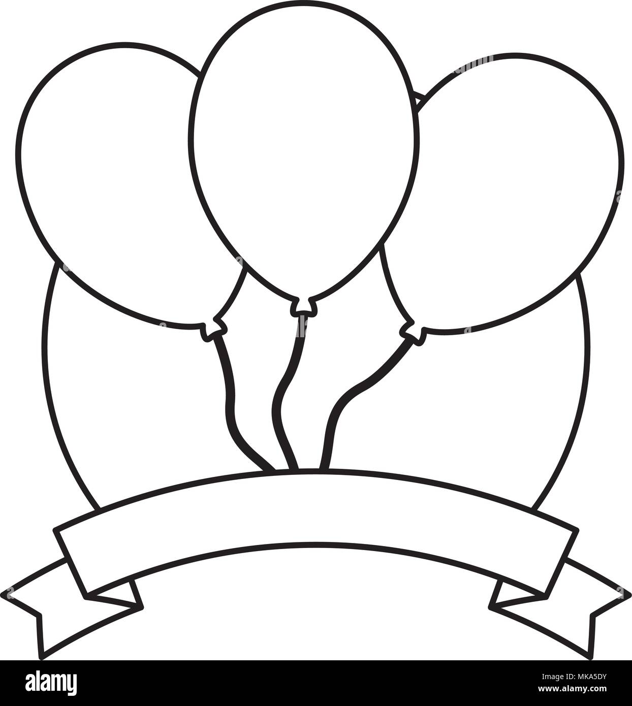 emblem with balloons icon over white background, vector illustration ...