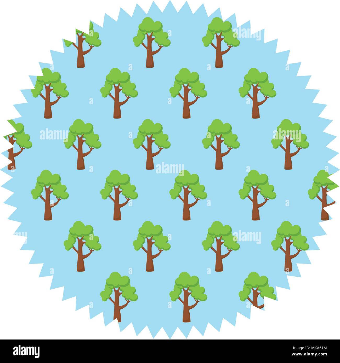 circular frame with trees design over white background, colorful design ...