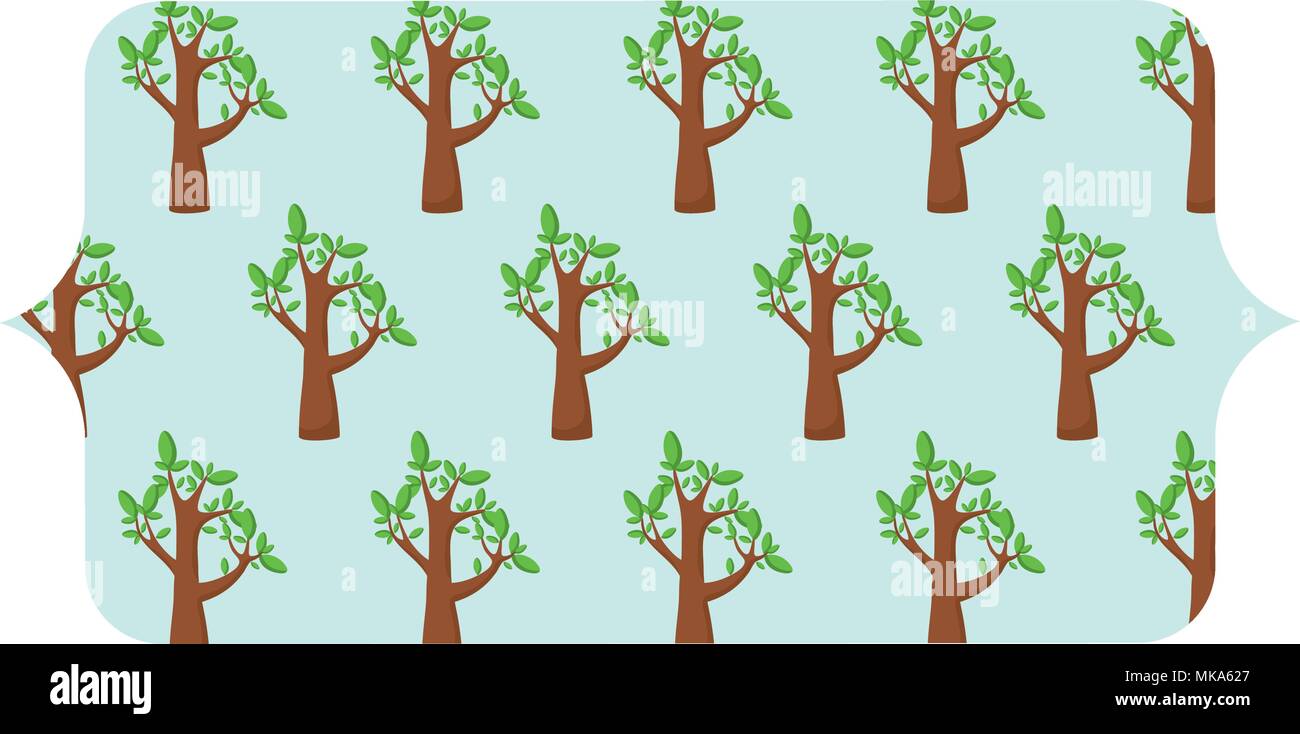 decorative banner with trees design over white background, colorful ...