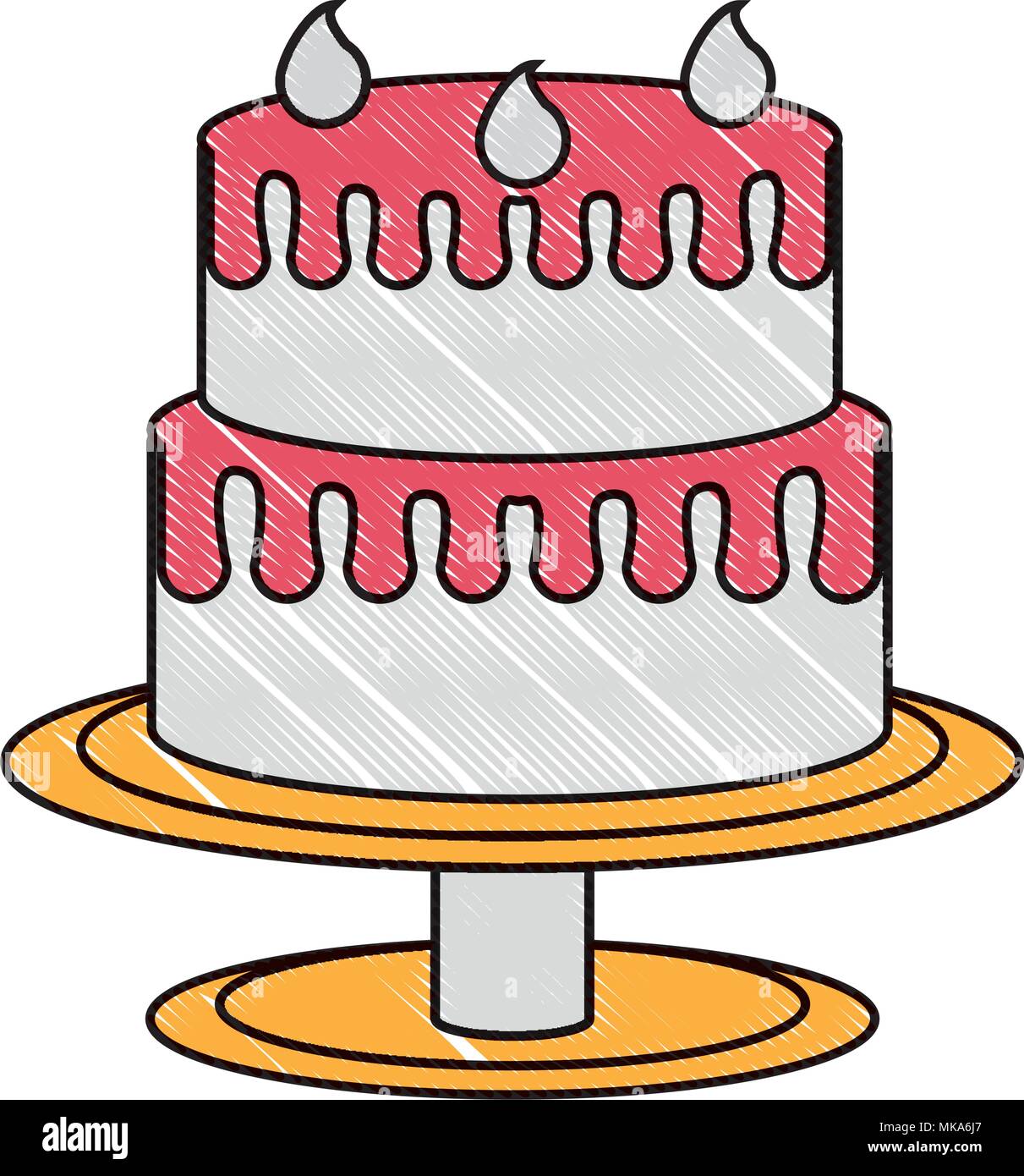 birthday cake icon over white background, colorful design. vector ...