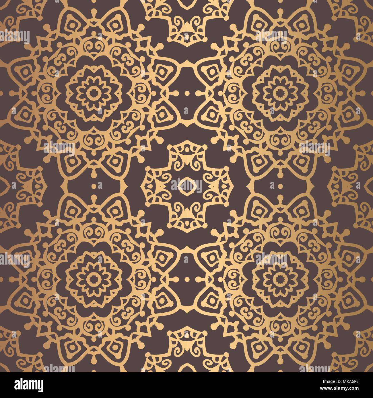 Vector arabesque pattern. Seamless flourish background with golden floral elements. Intricate ...