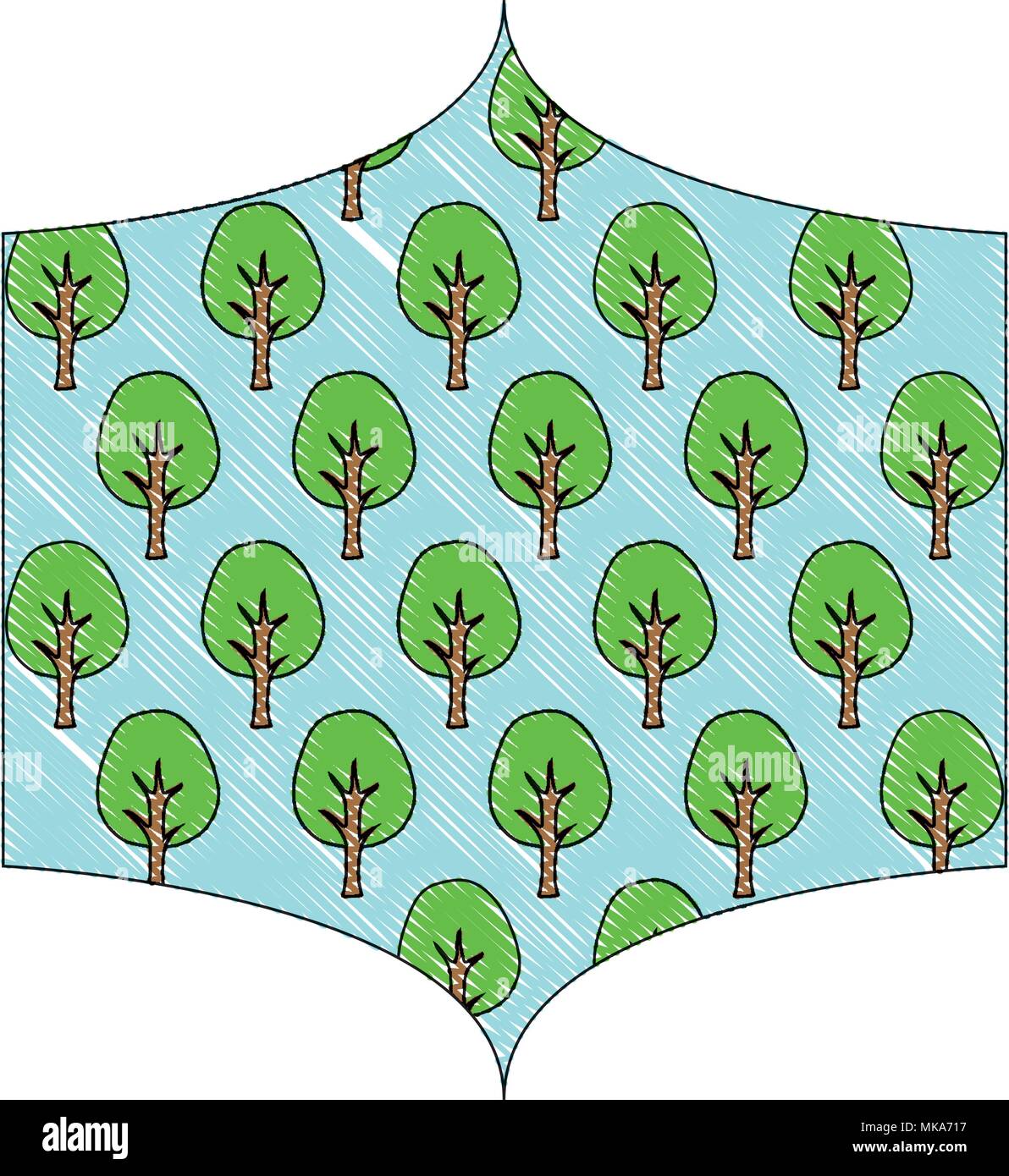 arabic frame with trees pattern over white background, colorful design ...