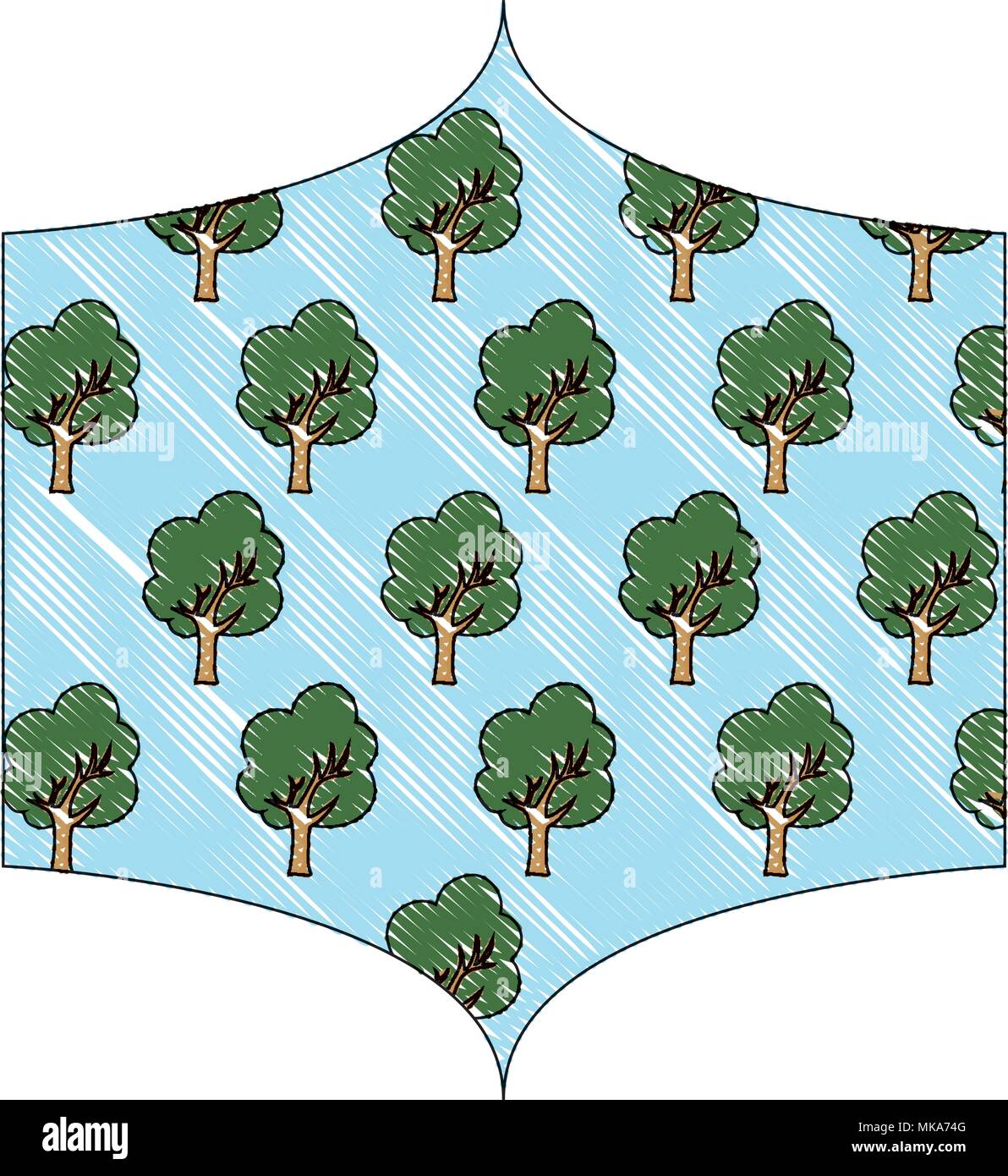 arabic frame with trees pattern over white background, colorful design ...