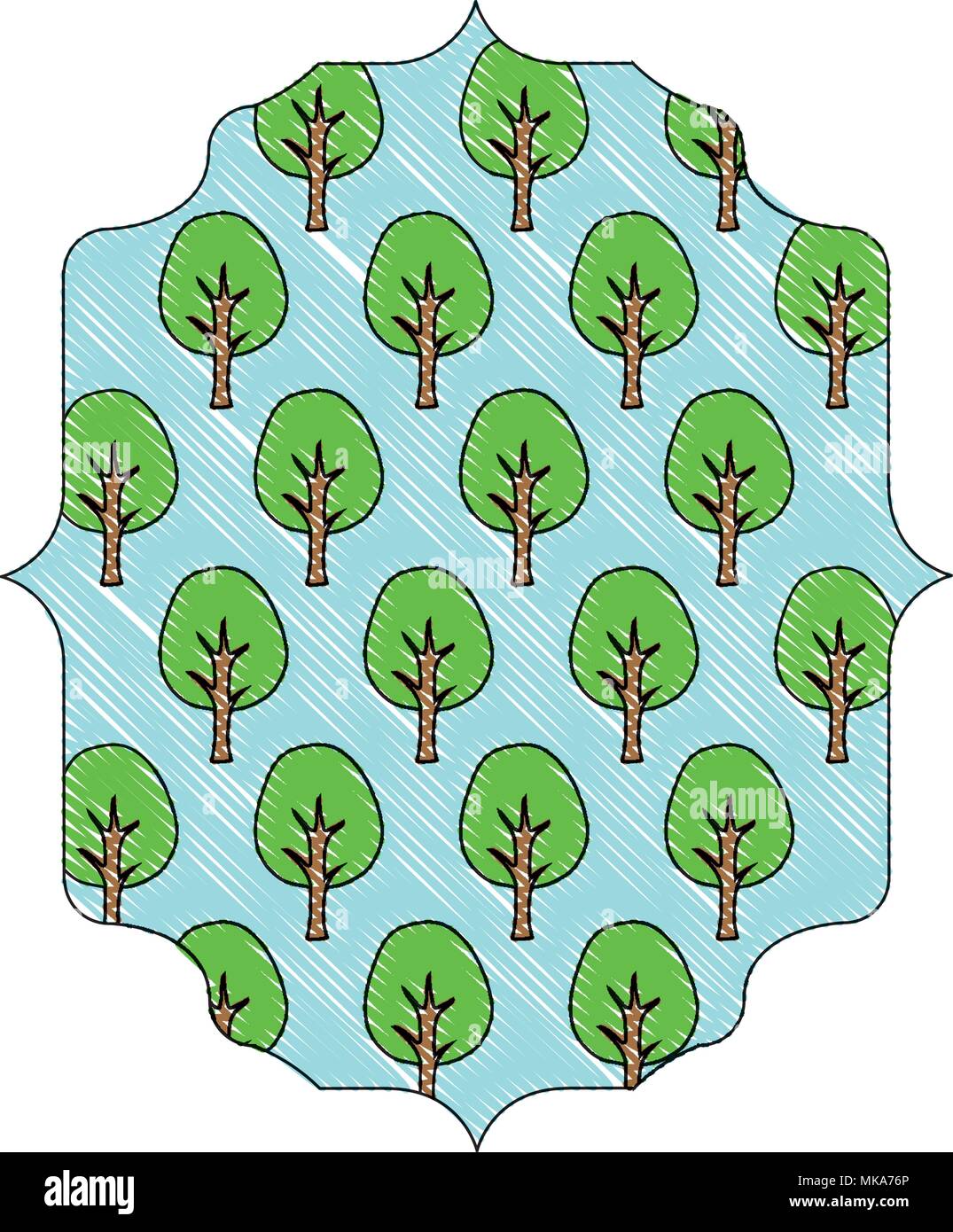 arabic frame with trees pattern over white background, colorful design ...