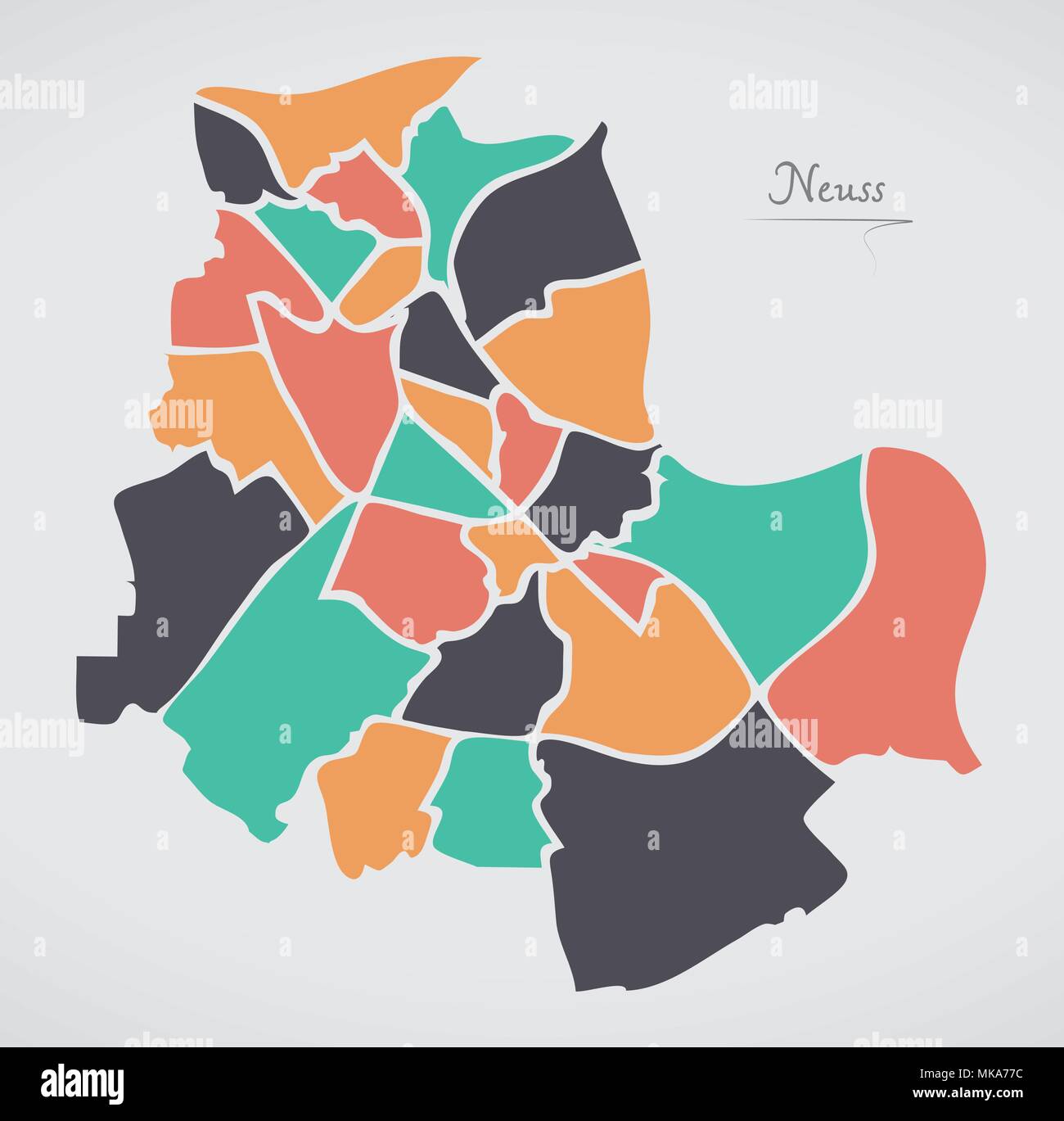 Neuss Map with boroughs and modern round shapes Stock Vector Image & Art - Alamy
