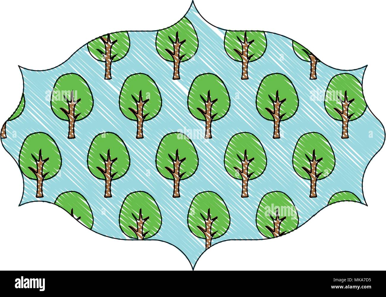 arabic frame with trees pattern over white background, colorful design ...