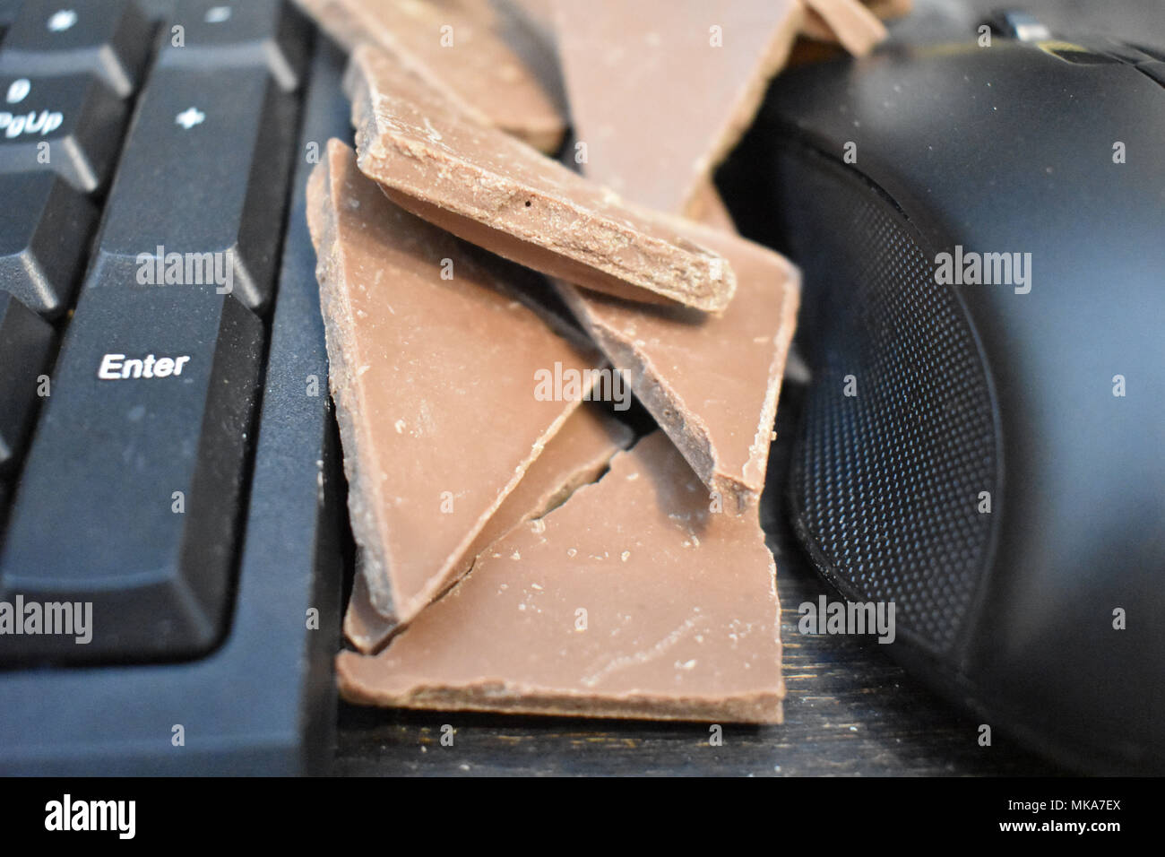 Chocolate Triangles with Keyboard and Mouse Stock Photo - Alamy