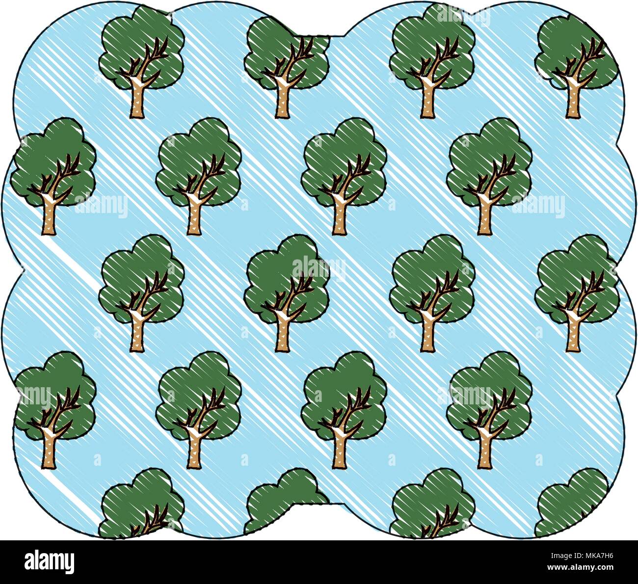 arabic frame with trees pattern over white background, colorful design ...