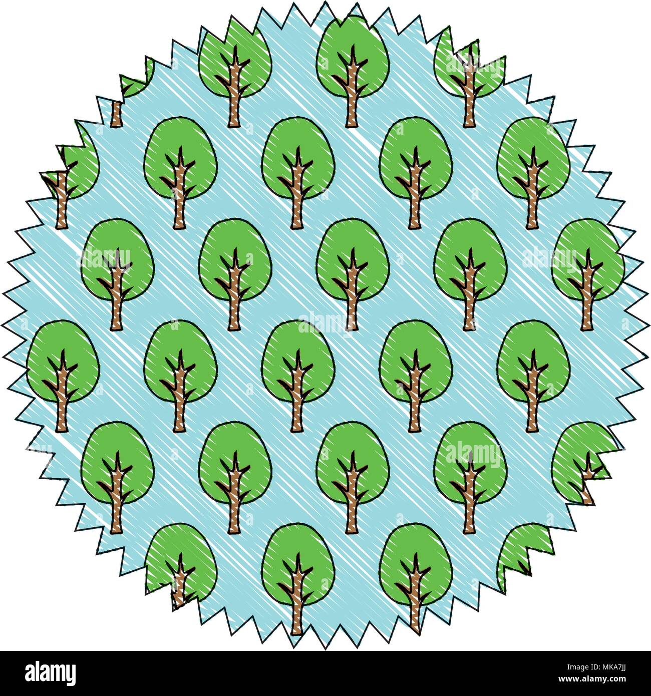 seal stamp with trees pattern over white background, vector ...