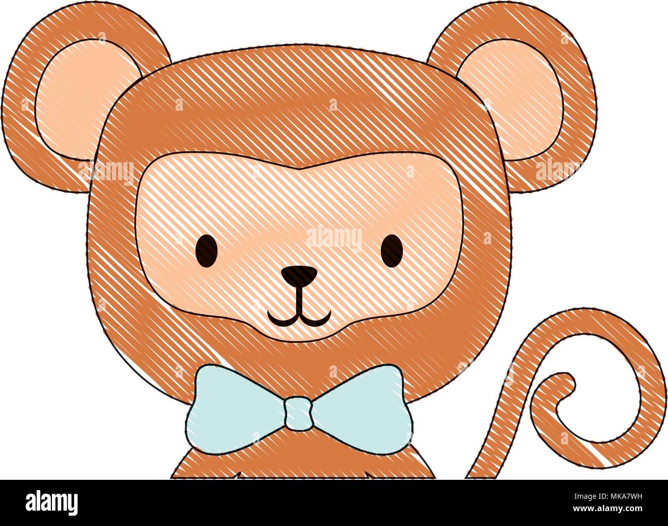 cute monkey icon over white background, colorful design. vector ...