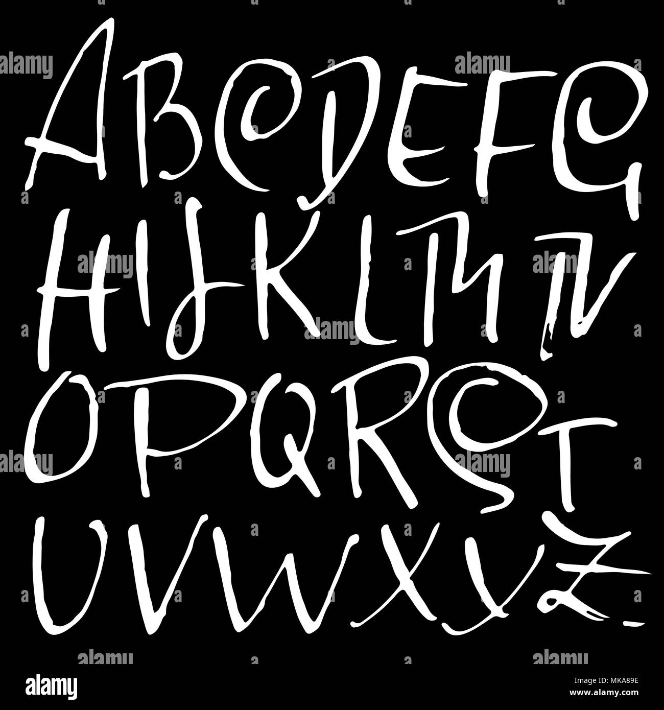 Grunge distress font. Modern dry brush ink letters. Handwritten ...