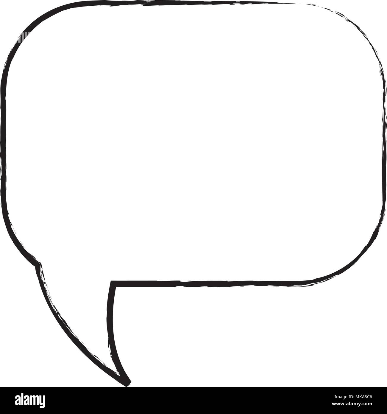 sketch of speech square bubble icon over white background, vector ...