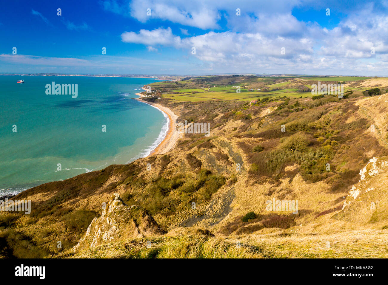 Looking west across Ringstead Bay towards Weymouth from White Nothe ...