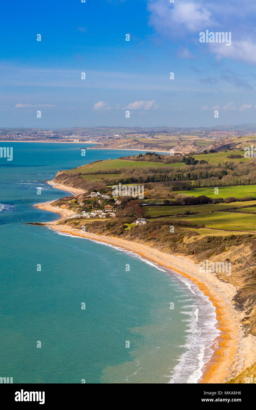 Looking west across Ringstead Bay towards Weymouth from White Nothe ...