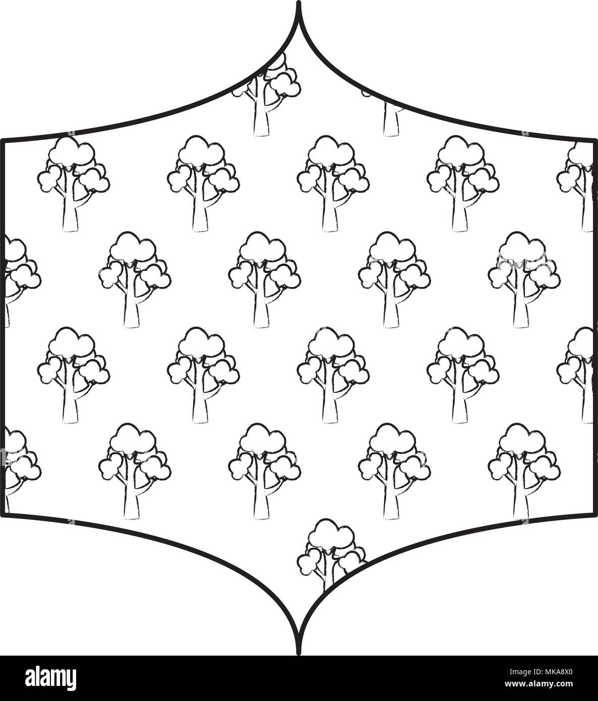 arabic frame with trees design over white background, vector ...