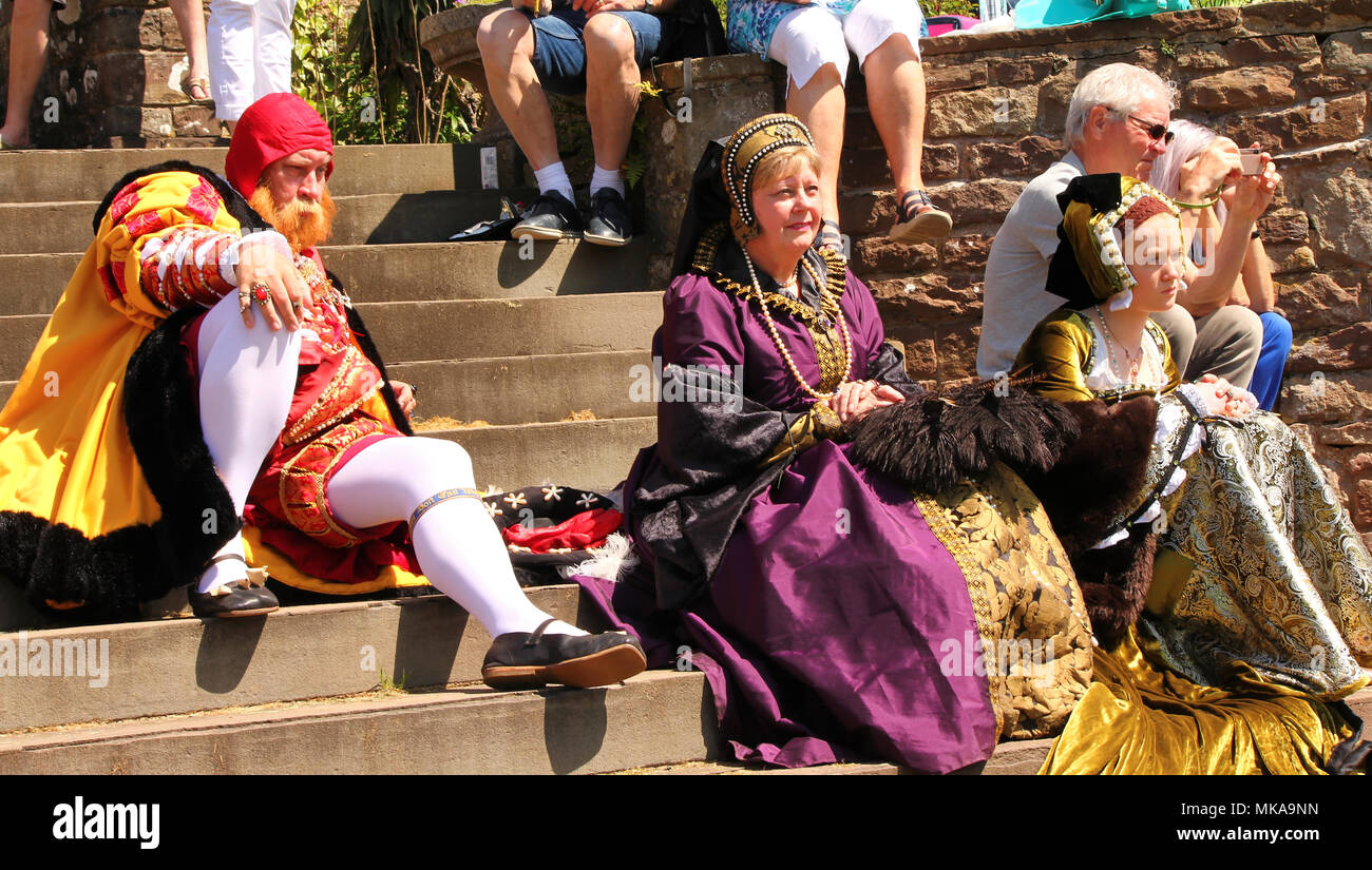 Berkeley, England - May 6, 2018: King Henry VIII and his six wives in ...