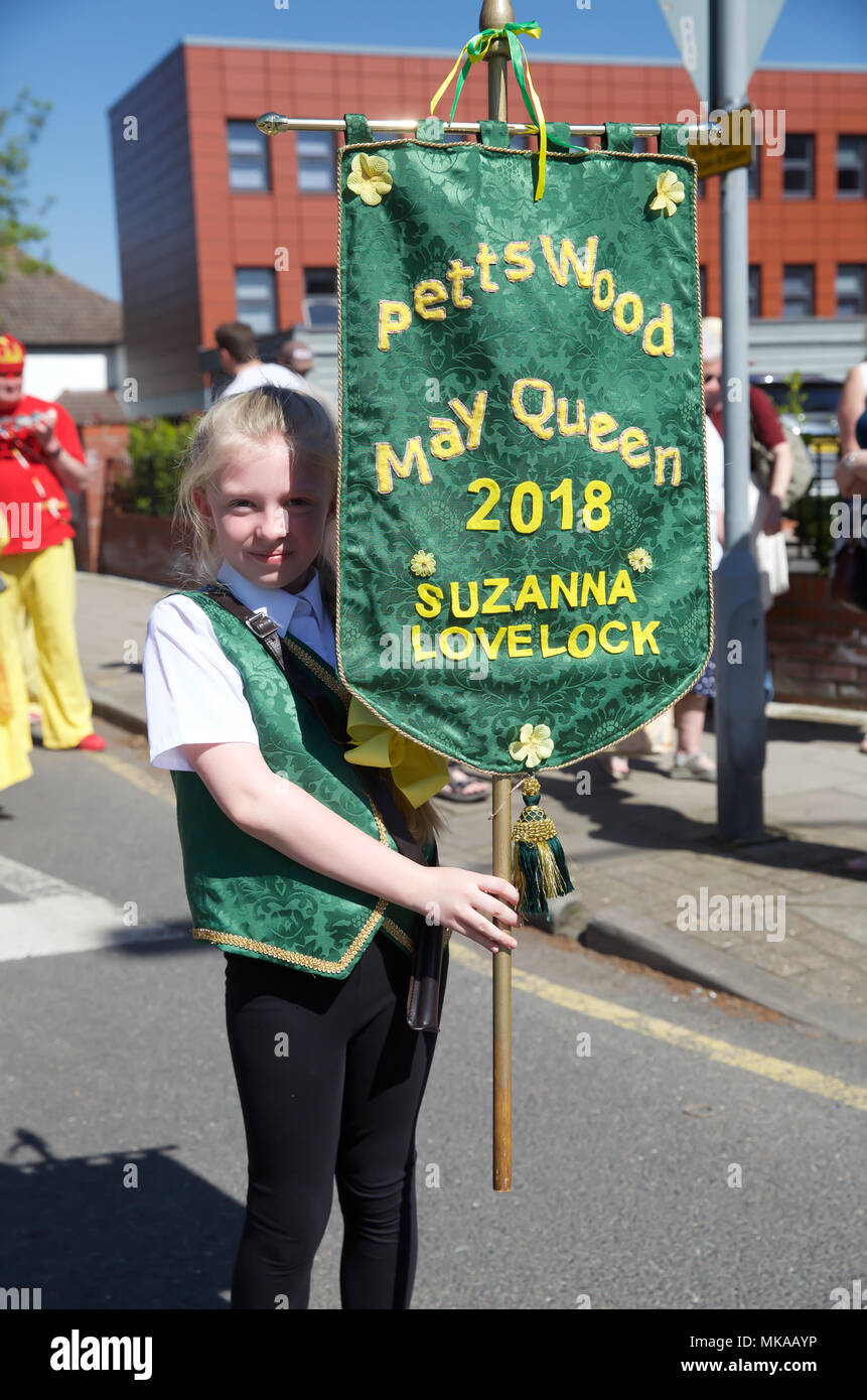 Petts Wood,UK,7th May 2018,The traditional May Queen Parade and ...