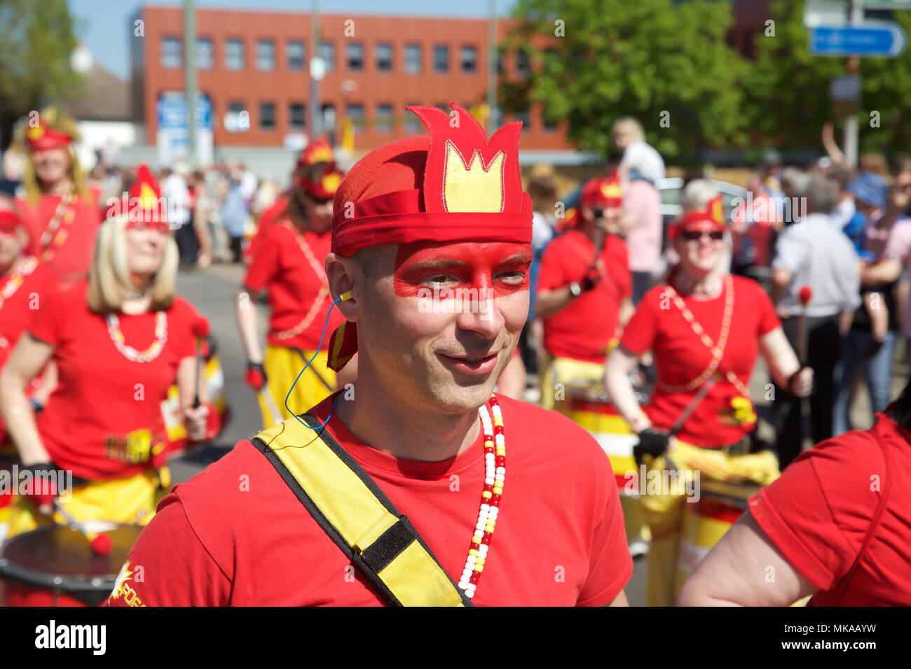 Petts Wood,UK,7th May 2018,Bloco Fog play during the traditional May ...