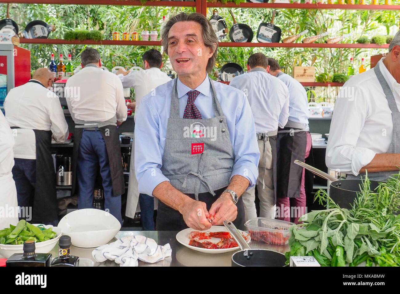Milan. ShowCooking anti waste for the opening of Milan Food City in the ...