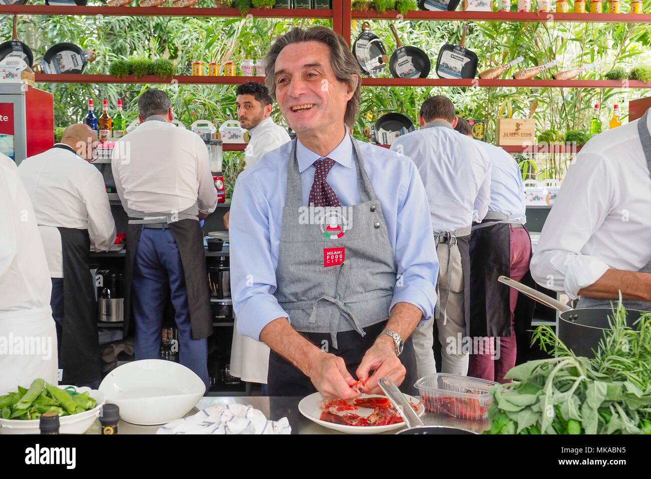Milan. ShowCooking anti waste for the opening of Milan Food City in the ...