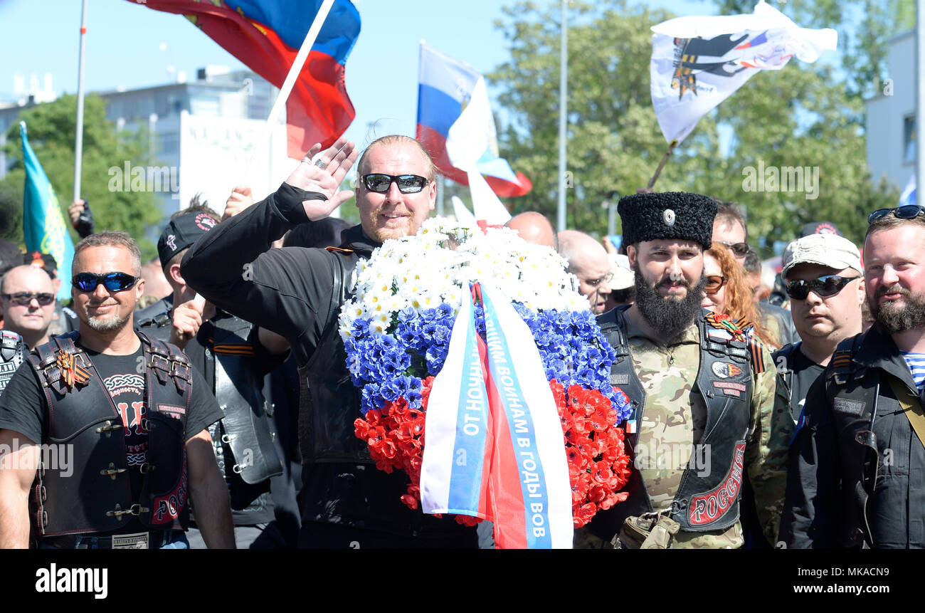 Tens of bikers from the Russian nationalist Russian Night Wolves ...