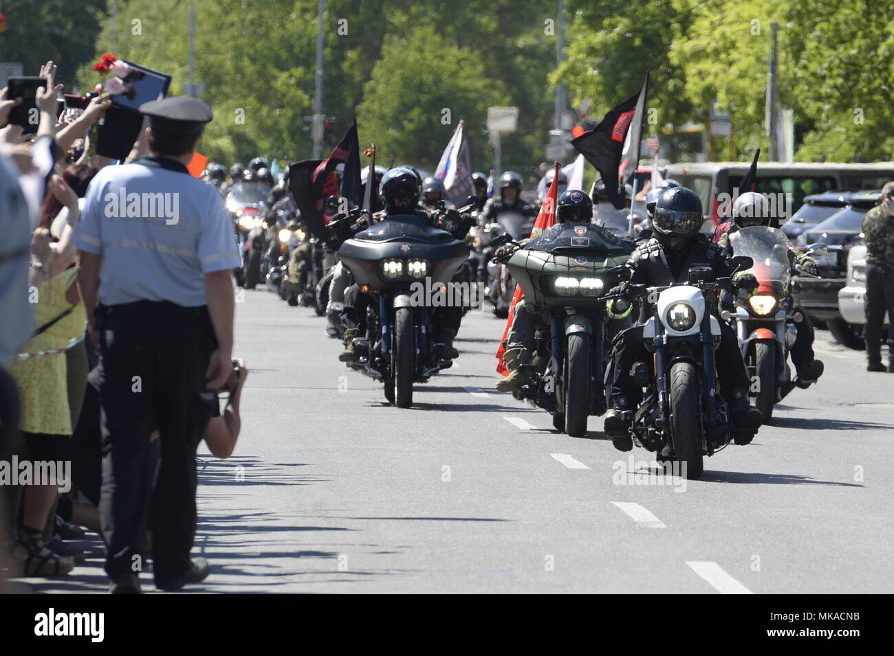 Tens of bikers from the Russian nationalist Russian Night Wolves ...