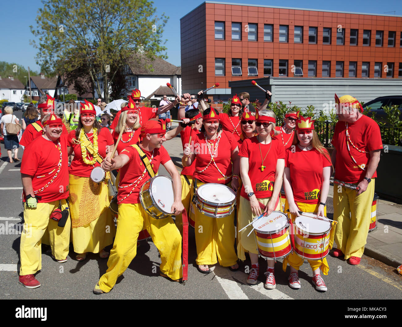 Petts Wood,UK,7th May 2018,Bloco Fog play during the traditional May ...