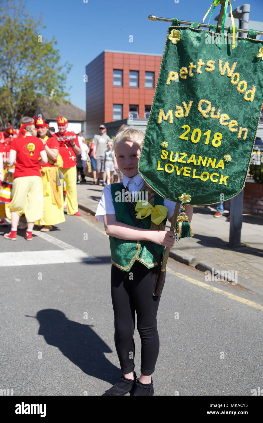 Petts Wood,UK,7th May 2018,The traditional May Queen Parade and ...