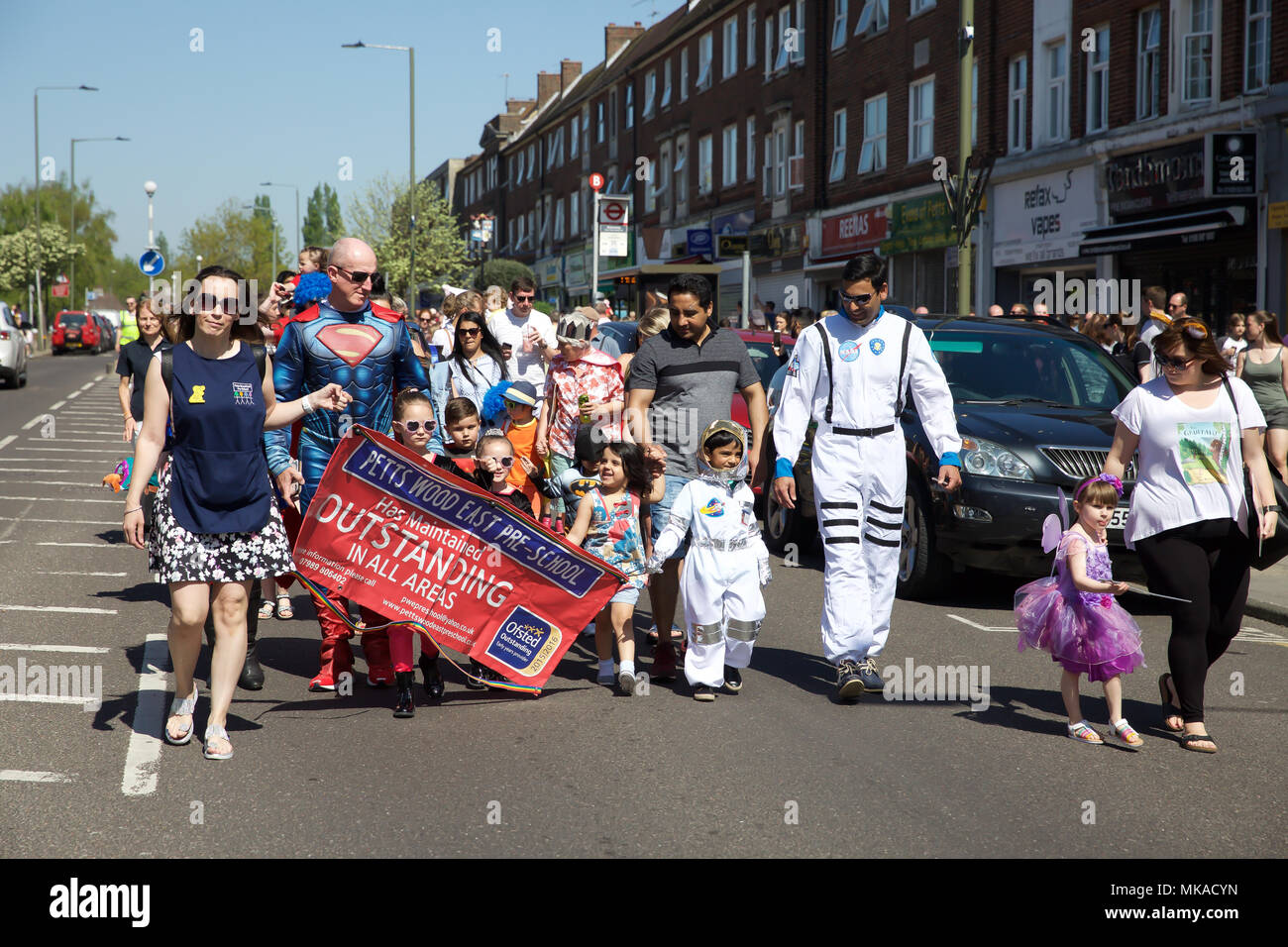 Petts Wood,UK,7th May 2018,The traditional May Queen Parade and ...
