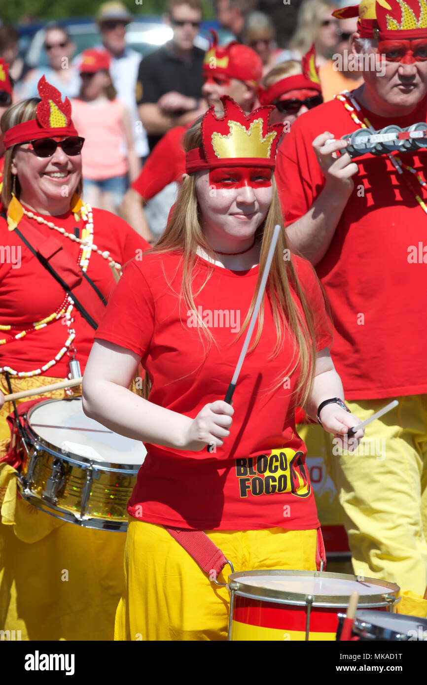 Petts Wood,UK,7th May 2018,Bloco Fog play during the traditional May ...