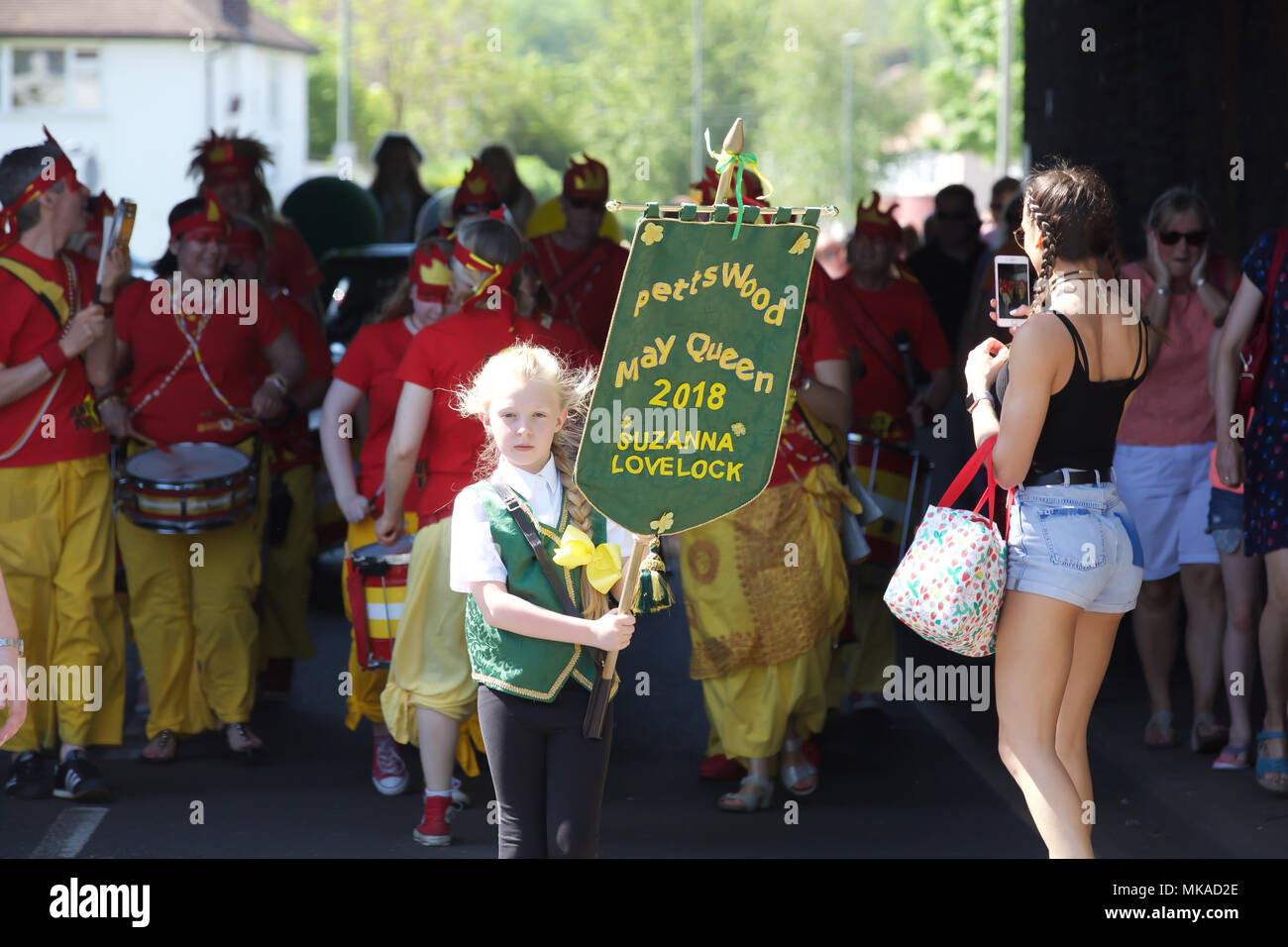 Petts Wood,UK,7th May 2018,Bloco Fog play during the traditional May ...