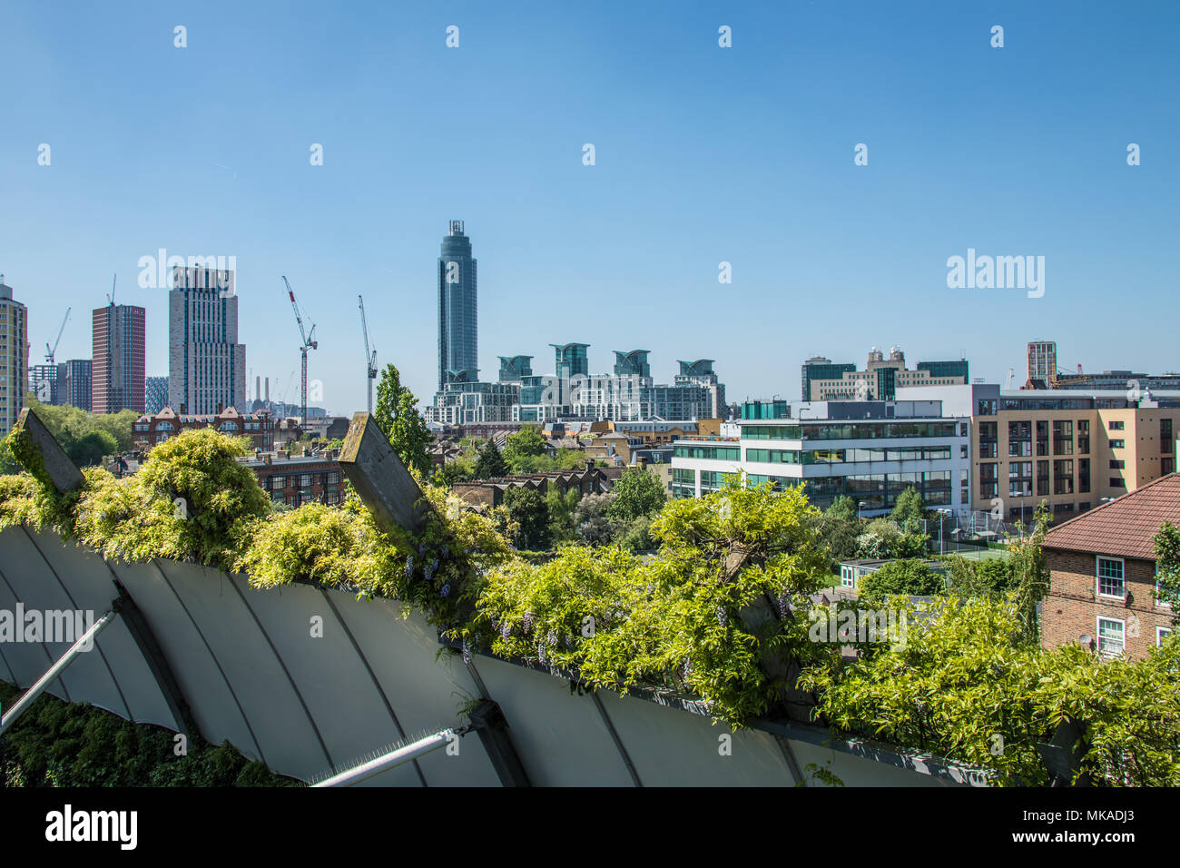 London,UK. 7 May, 2018. The view from the roof of the OCS stand at the ...